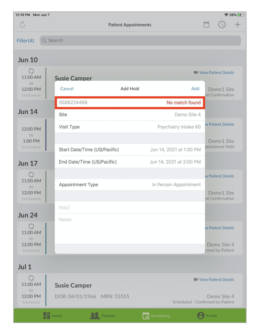 Hold an Appointment in Tridiuum ONE Connect