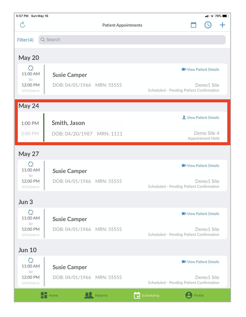 Hold an Appointment in Tridiuum ONE Connect